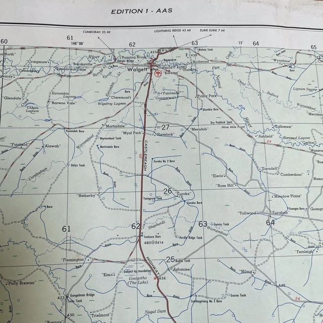 VINTAGE WALGETT NSW Royal Australian Survey Corp Military Map 1968 $24. ...