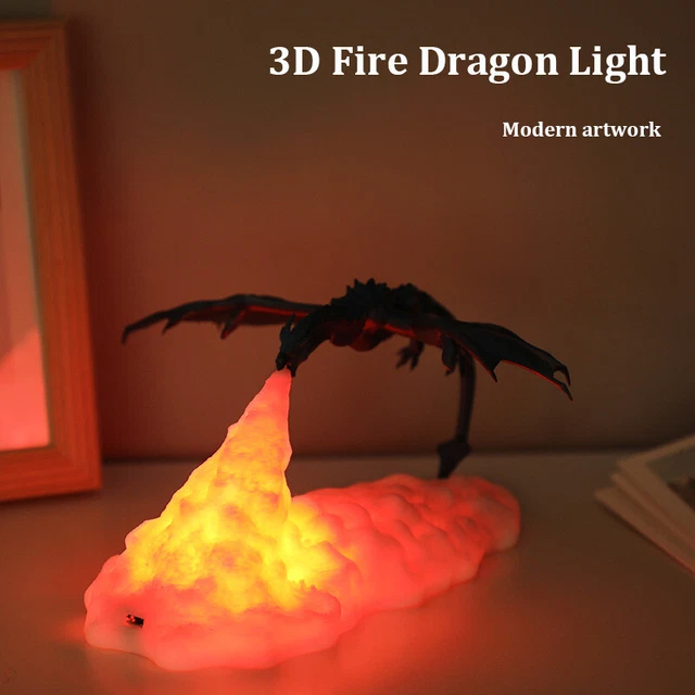 3d Printed Fireice Dragon Nightstand Lamp Night Light Usb Charge Birthday Ts £1619