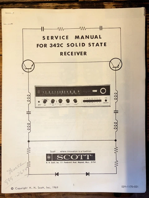 SCOTT MODEL 342C Receiver Service Manual *Original* $24.97 - PicClick