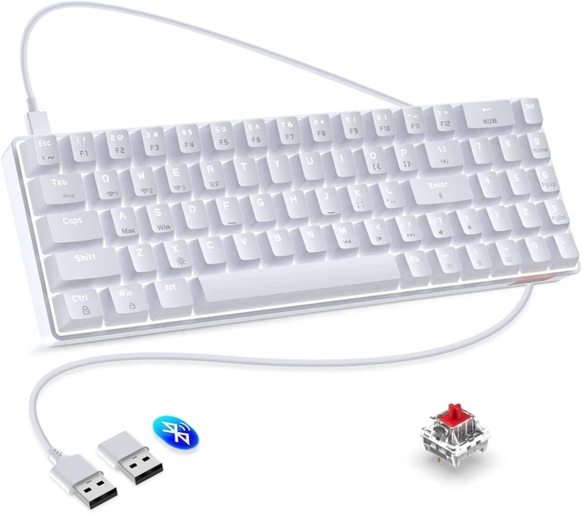 AJAZZ AK692 COMPACT Hot Swappable Wireless Numeric Keyboard ~ White ...