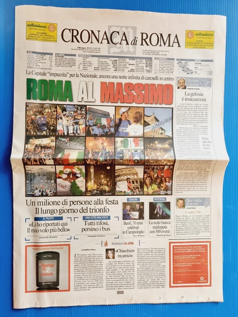 CRONACA DI ROMA Messaggero 11 Luglio 2006 Festa Italia Campione Del ...