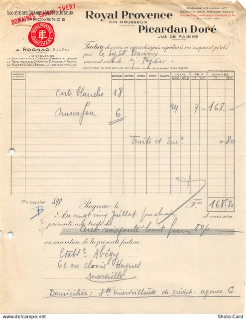 VINS MOUSSEUX ROYAL Provence Picardan Dore A Rognac-Ets Abegy A ...