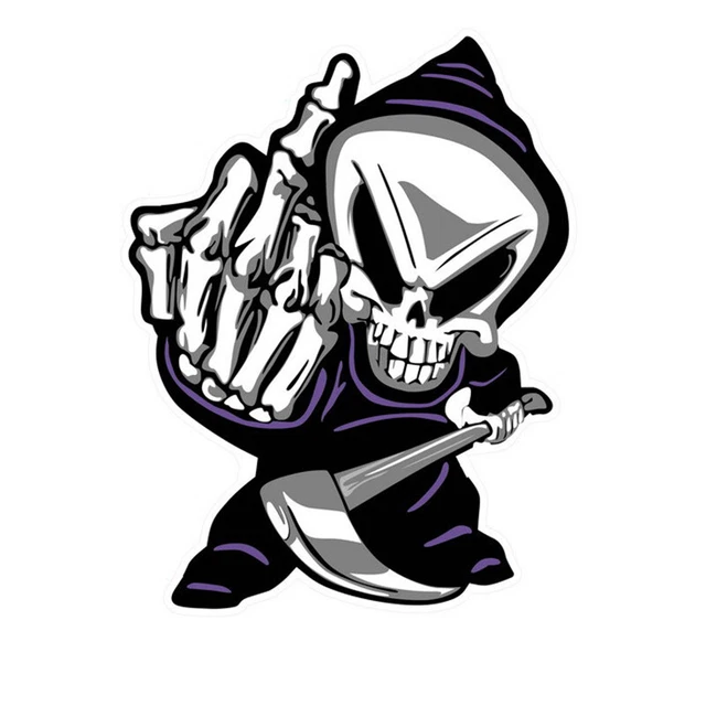 MIDDLE FINGER XRAY Skeleton Motorcycle Vinyl Car Truck Sticker Decal ...