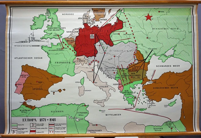 HISTORY ROLLABLE MAP vintage wall chart Europe 1871-1918 £169.64 ...