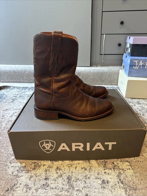 ARIAT BENCH MADE Western Cowboy Boots Brown Bison UK 8.5 EE width £73. ...