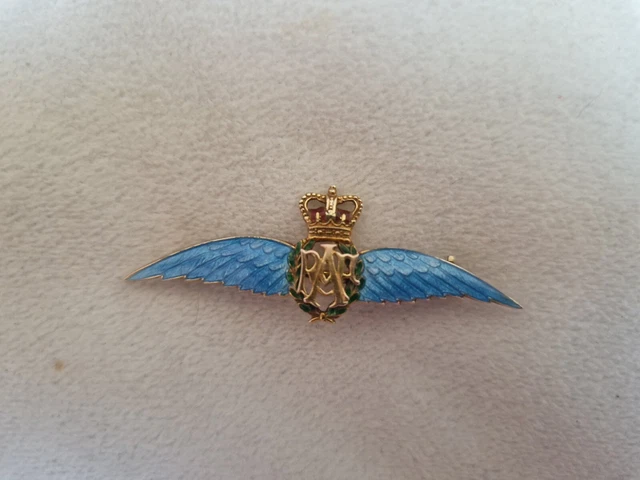 VINTAGE RAF ROYAL Air Force Wings Pin Badge Brooch Gold With Enamel ...