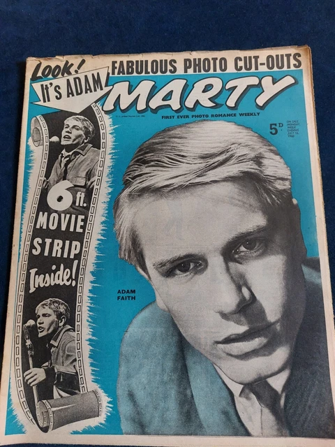 RARE VINTAGE MARTY Comic Magazine 16 JULY 1960 Adam Faith Fury Jess ...