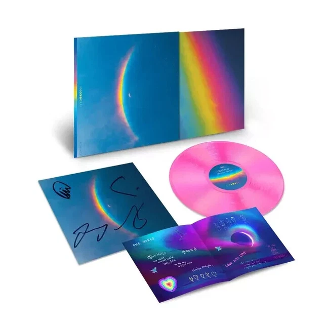 COLDPLAY MOON MUSIC Translucent Pink Vinyl LP + SIGNED Art Card PRE ...