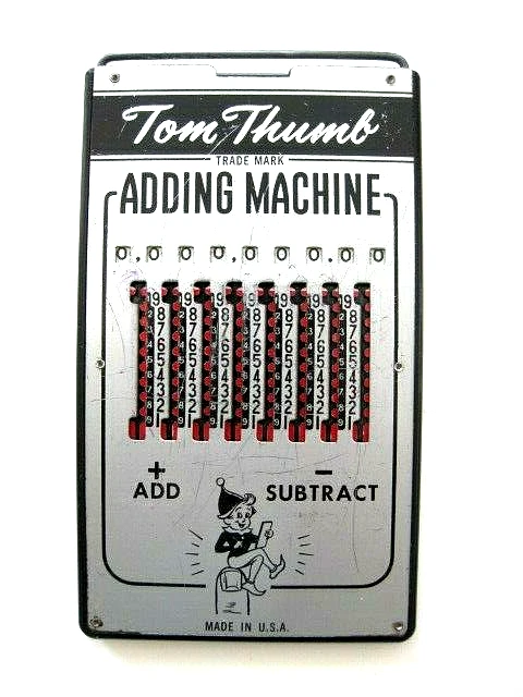 VINTAGE TOM THUMB Adding Machine Made in USA with pocket cover... $12. ...