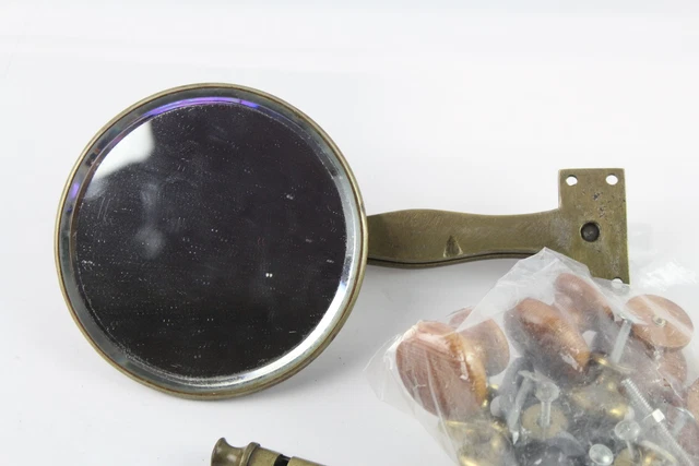 BRASS DOOR KNOBS And Vintage Wing Mirror W/ Wooden/ Ceramic Knob £0.99 ...