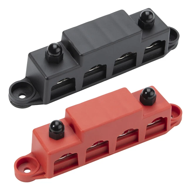 4 STUD POWER Distribution Block Bus Bar Junction Block with Cover 2PCS ...