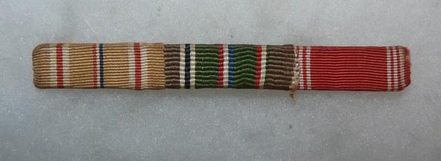 ORIGINAL WW2 US Army Veteran Three-Ribbon Rack w/long pin fastener ...