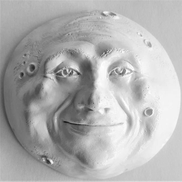 FULL MOON FACE Sculpture, Ghost White Moon Face, Indoor Outdoor by ...