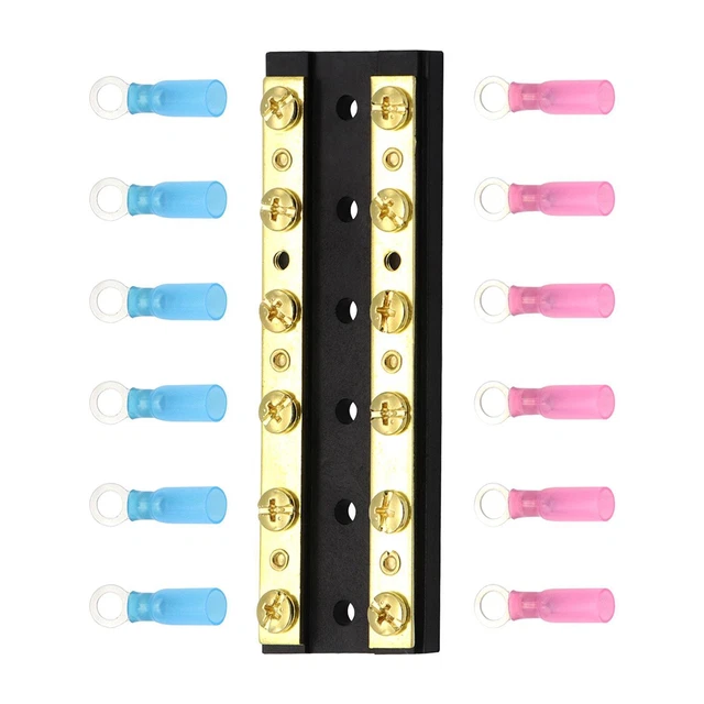 6 POSITION BUS Bar Screw Terminal Block Professional Heavy Duty Bus Bar ...