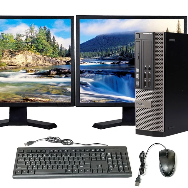 DELL LCD DESKTOP Computer PC 8GB RAM 1TB Dual 20" Monitor Windows 10 ...