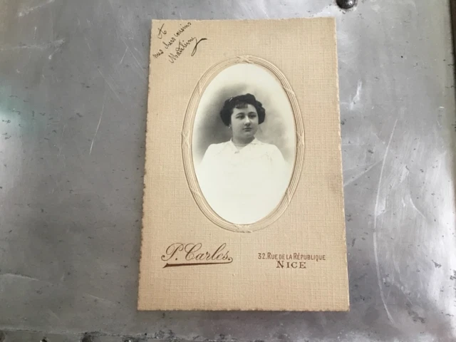 PHOTO FORMAT CARTON - Portrait Jeune femme - P. Carles - Nice EUR 4,95 ...