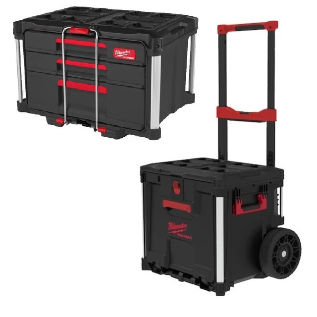 MILWAUKEE BLACK PACKOUT Rolling Drawer & PACKOUT 2+1 Drawer Tool Box £ ...