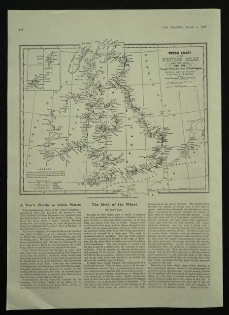 SHIP WRECK CHART For 1905-06 And Showing All Life Boat Stations 1 Page ...