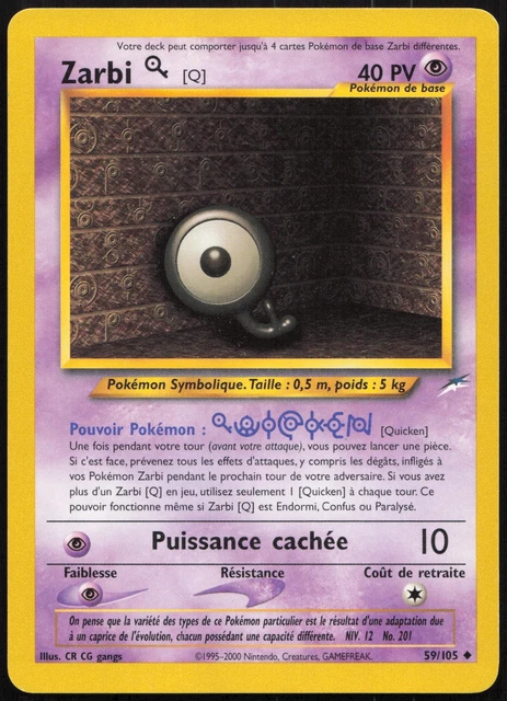 CARTE POKÉMON ZARBI Q 59/105 Neo Destiny Français EUR 8,50 - PicClick FR