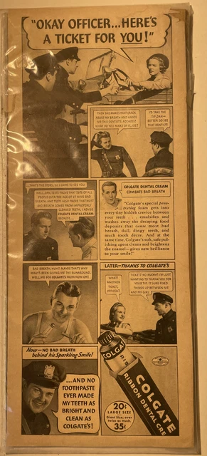 COLGATE DENTAL CREAM WW2 Era Ad Police Getting Tip From Female Driver ...