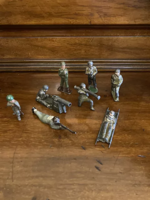 VINTAGE LEAD CHARBENS & Cherilea Soldiers Machine Gunner / Stretcher ...