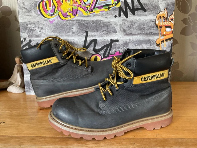 MENS CATERPILLAR ' CAT ' Black Leather Ankle Boots Size UK 11 Wide ...