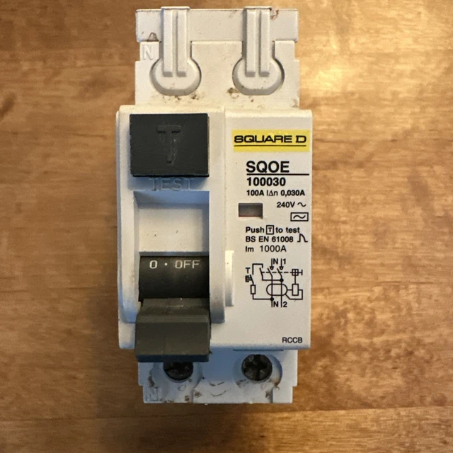 SQUARE D 100 AMP 30mA DOUBLE POLE RCCB RCD TYPE AC SQOE 100030 £26.68 ...