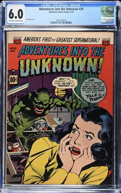 ADVENTURES INTO THE UNKNOWN #39 CGC 6.0 OW/W Pages, Ken Bald Cover PCH ...