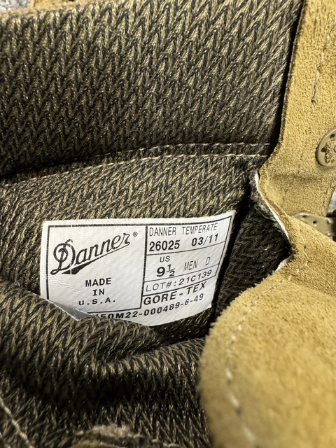 DANNER TEMPERATE 26025 Men’s Size 9.5 D Gore-Tex Military Boot Tan ...