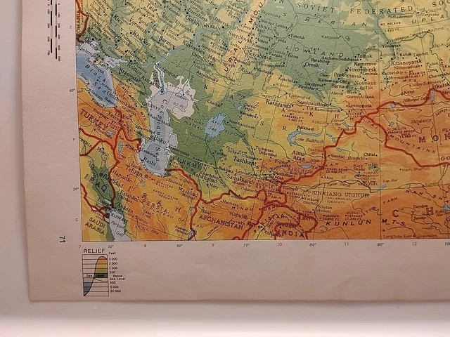 VINTAGE SOVIET UNION Atlas Map from a 1967 Mid-Century Modern World ...