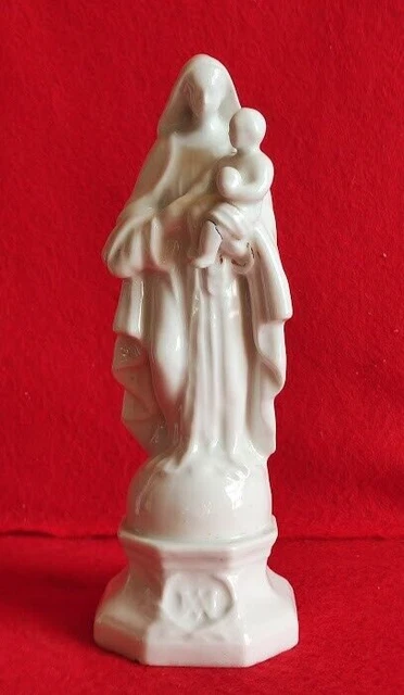 ANTIQUE STATUE SAINTE Vierge Marie Et Enfant Jesus En Porcelaine De ...