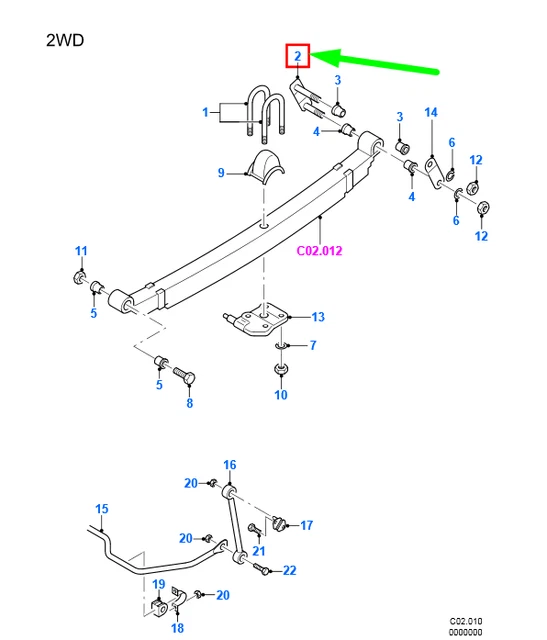 FORD RANGER T6 Rear Suspension Leaf 2nd Spring Antisqueak 1744496 NEW ...