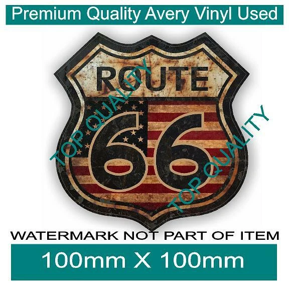 RUSTIC ROUTE 66 Decal Sticker Vintage Americana Hot Rod Rat Rod ...