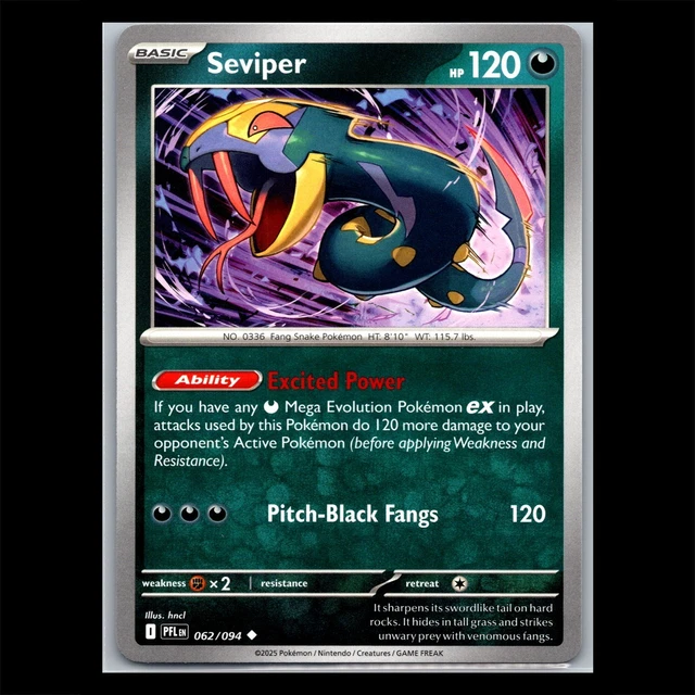 SEVIPER 062/094 Pokemon TCG Mega Evolution Phantasmal Flames (x3) $1.00 ...