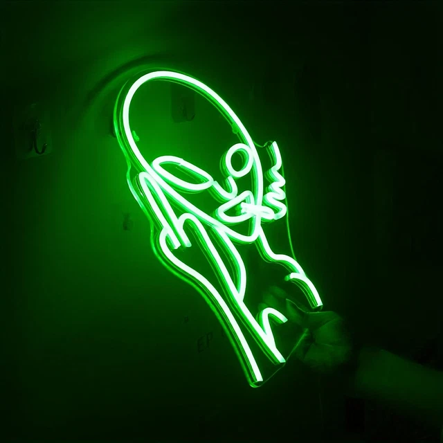 GREEN ALIEN NEON Signs LED Sign Alien Neon Signs for Wall Decor Bar ...