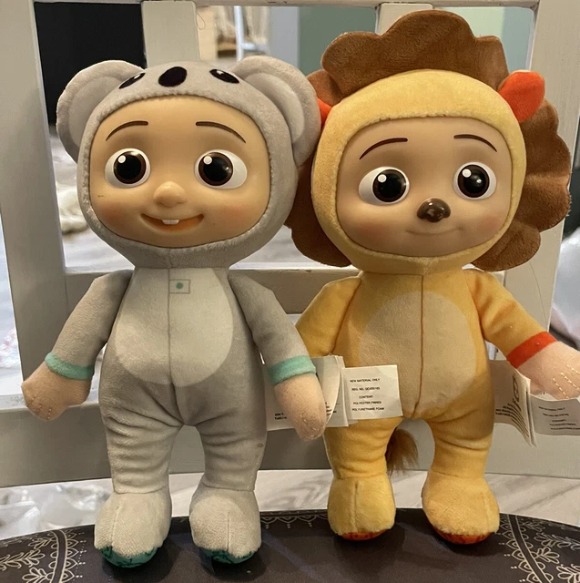 COCOMELON JJ LION & Koala Bear 8" Plush Doll Soft Toy w/ Plastic Face ...
