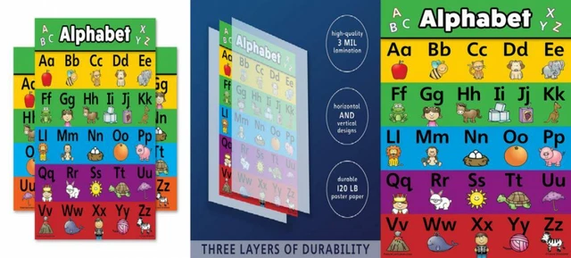 ABC ALPHABET POSTER Chart - LAMINATED - Double Sided (18 x 24) £11.92 ...