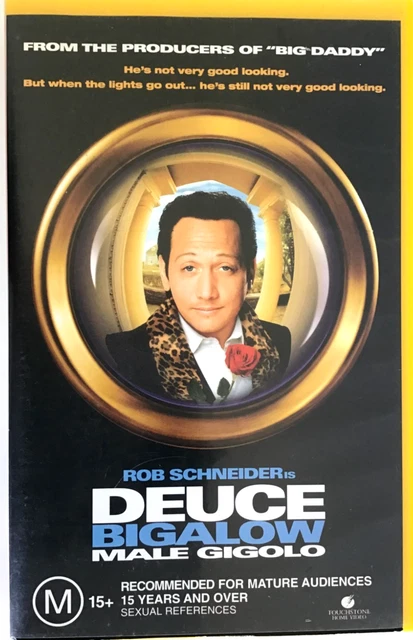 DEUCE BIGALOW MALE Gigolo VHS Large gold box Ex rental Rob Schneider ...