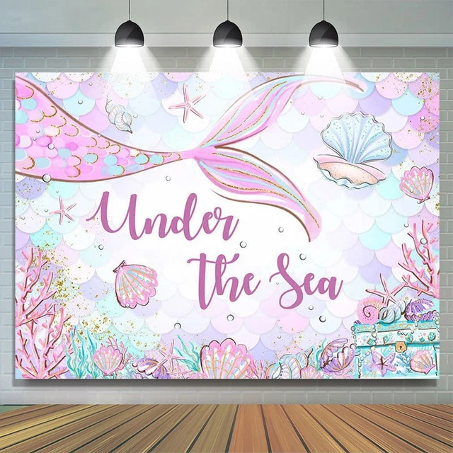 UNDERSEA MERMAID SHELL Baby Shower Backdrop For Girl $37.79 - PicClick AU
