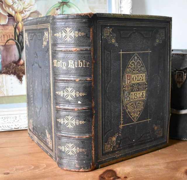ANTIQUE 1800'S FAMILY Holy Bible Old and New Testament Rev. John Brown ...