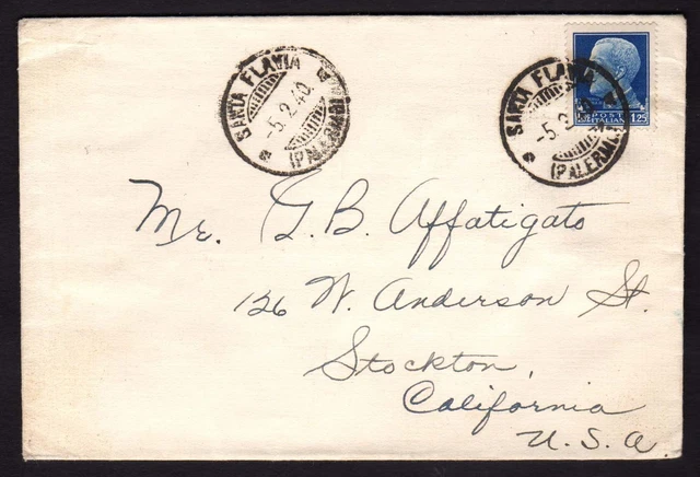 STORIA POSTALE REGNO 1940 Lettera da Santa Flavia per Stockton (FB9 ...