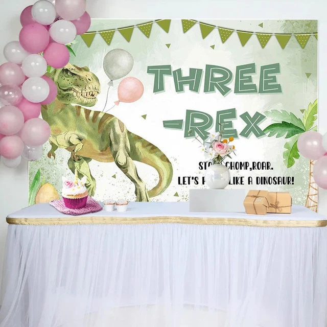 LETS PARTY LIKE Dinosaur Green 3Rd Birthday Backdrop $35.97 - PicClick AU