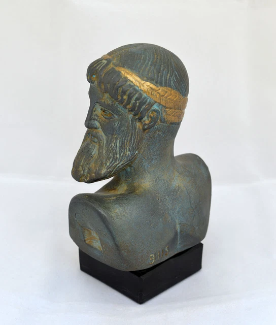 ZEUS OR POSEIDON Ancient Greek God sculpture statue bust artifact green ...
