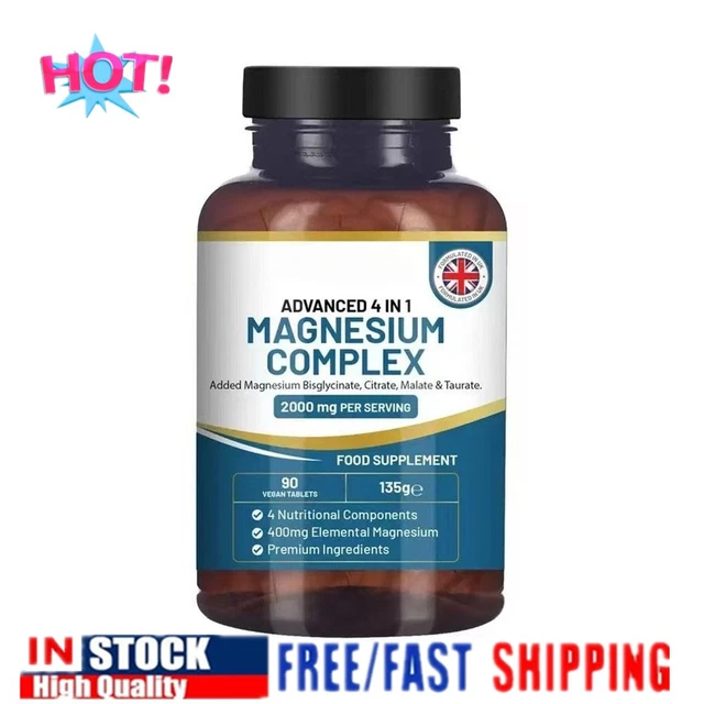 MAGNESIUM GLYCINATE 4-IN-1 Complex 2000mg - High Strength Magnesium ...