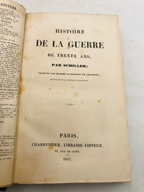 HISTOIRE DE LA guerre de Trente ans / Schiller / 1841 EUR 43,00 - PicClick FR