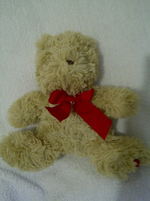ASDA CUTE BROWN Teddy Bear Red Heart & Bow Plushie Cuddly Supersoft Toy ...