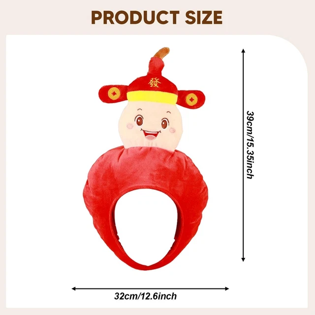 GOD OF WEALTH Gourd Plush Hat Headgear for Selfie Spring Festival ...