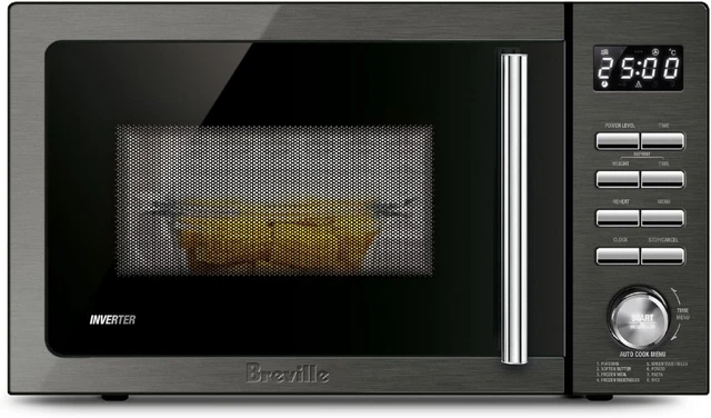 , THE EASY Wave 25L Inverter Microwave, Black Stainless Steel ...