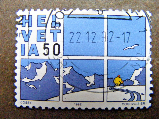 BRIEFMARKE MOTIV ALT vintage Schweiz Helvetia Berge Gebirge Gipfel ...