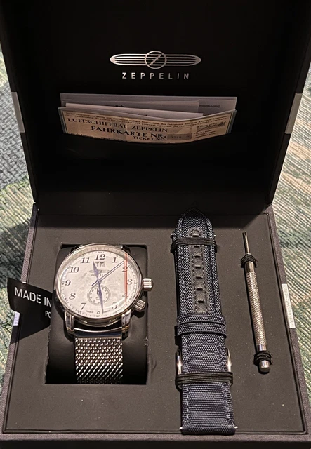 ZEPPELIN, MEN'S, QUARTZ, Watch, Set, LZ 127 Graf, 7644M-1, New, Boxed ...